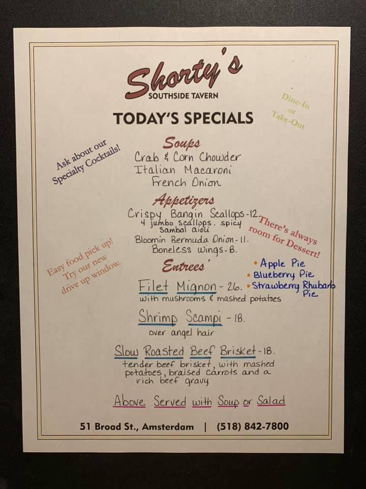 Menu at Shorty's pub & bar, Amsterdam