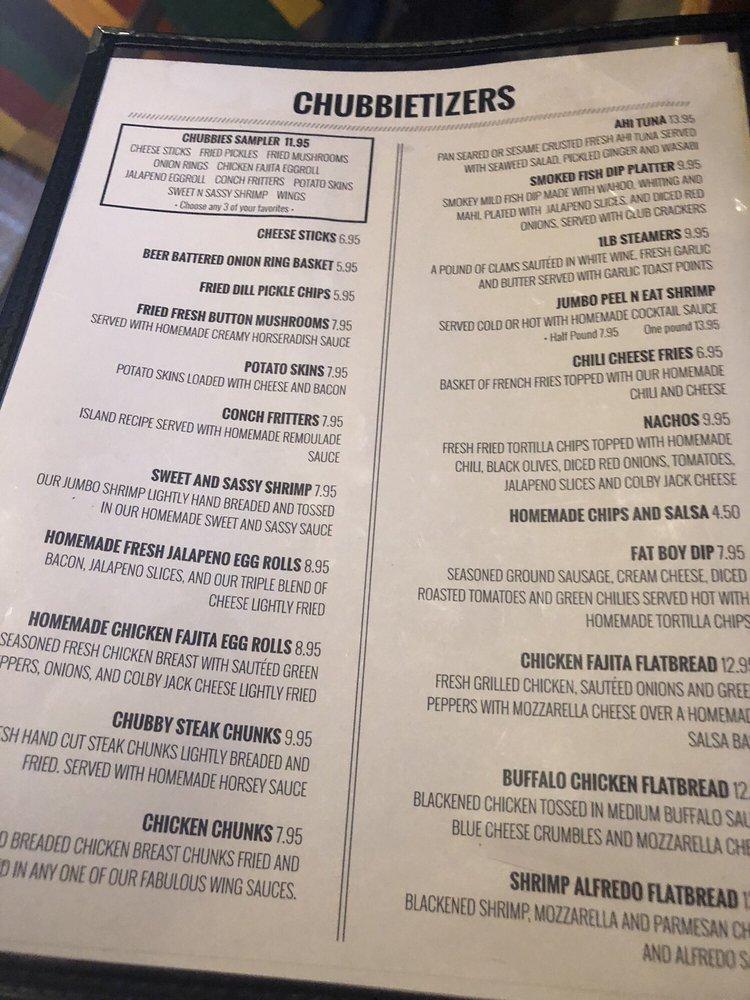 Menu at Chubbies pub & bar, Fort Pierce