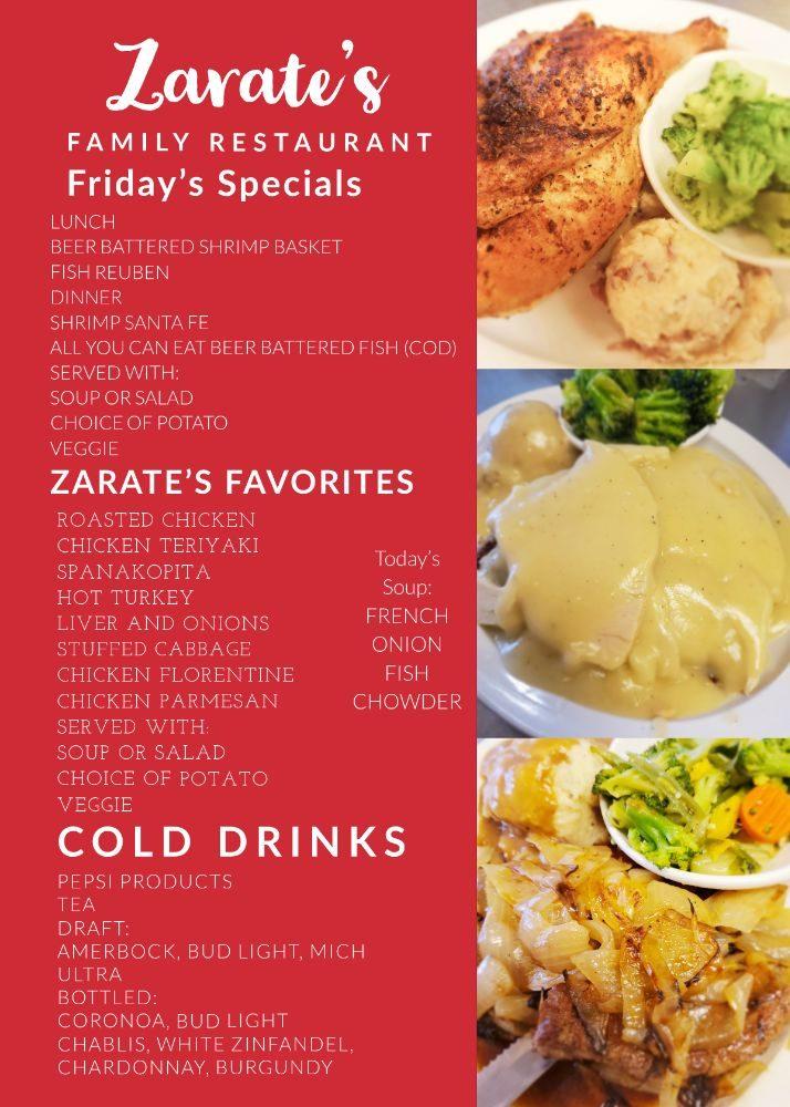 Menu at Zarates Family Restaurant, Englewood
