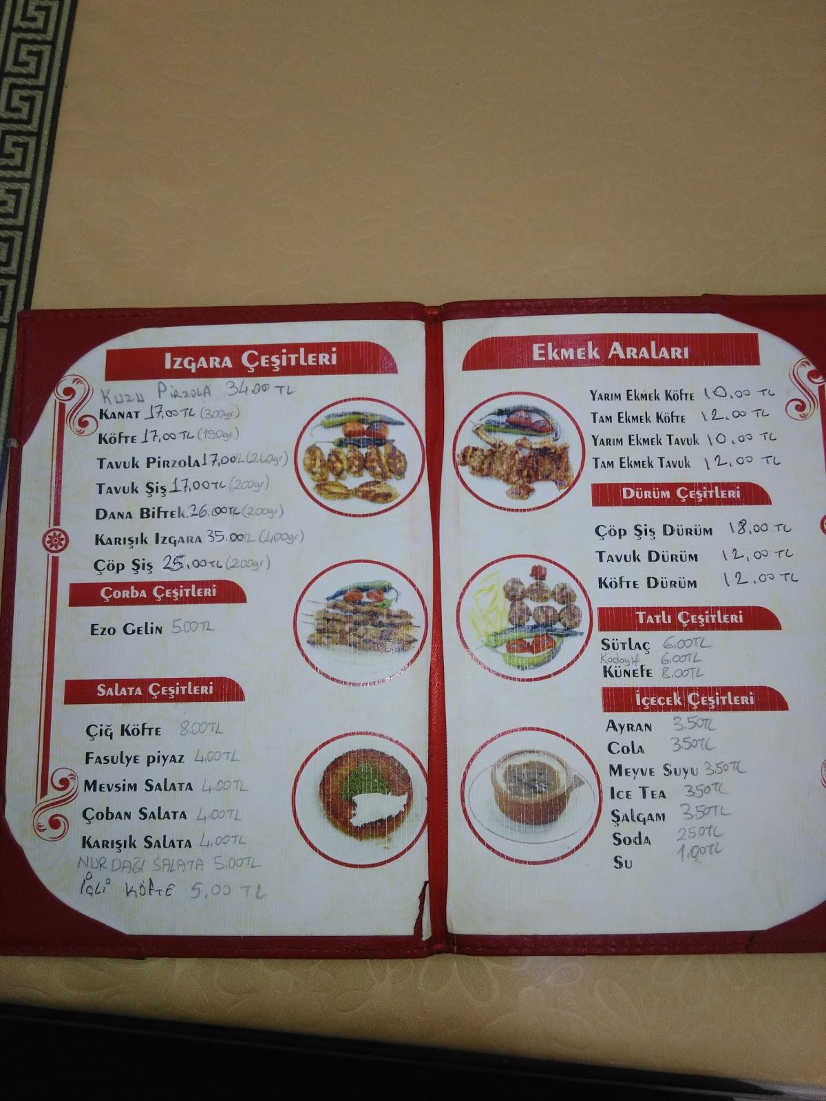 Menu at Abdullah Usta, Istanbul, Cumhuriyet Cd. No:20
