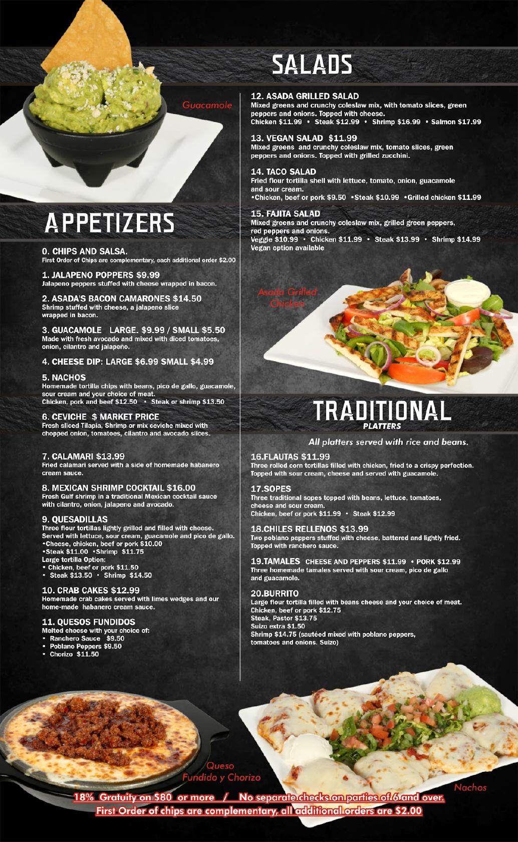 Menu at Asada Grill & Cantina restaurant, Highland, W 45th St