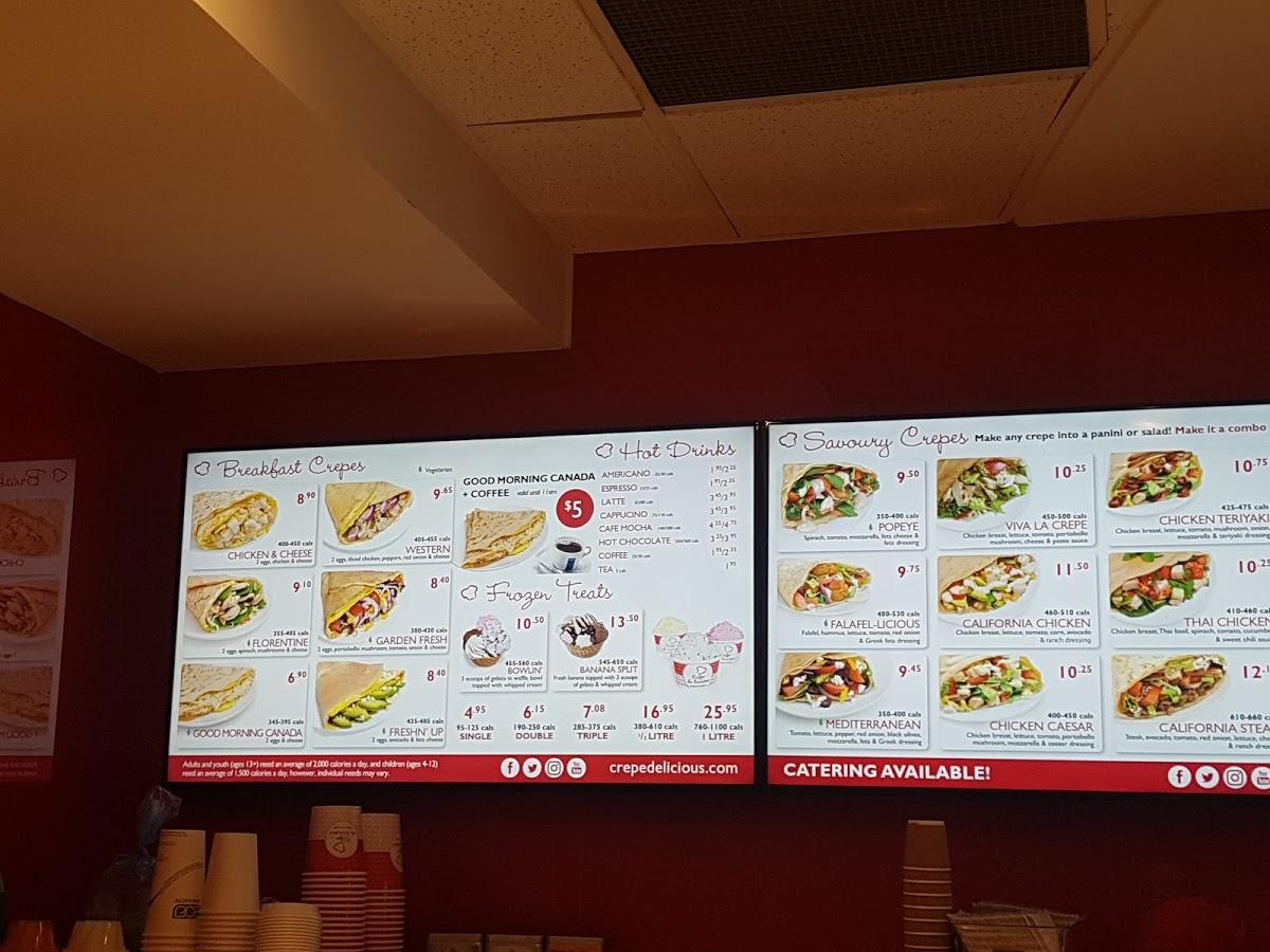 Menu at Crepe Delicious restaurant, Mississauga, 100 Queensway W