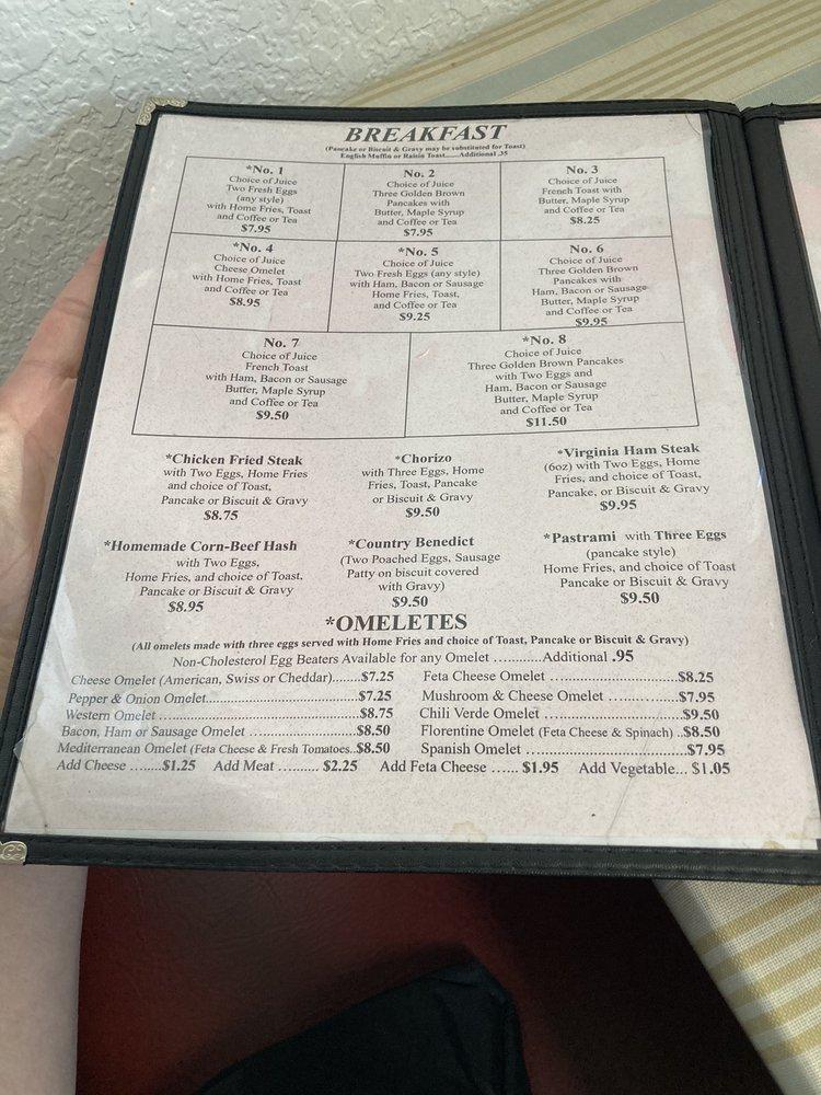 Menu at Georgie's Cafe, Cottonwood