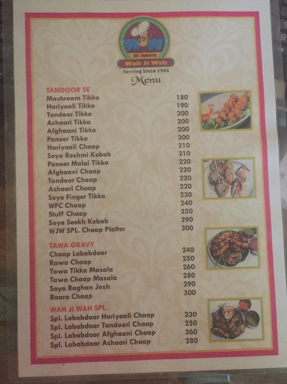 Menu at Wah Ji Wah Pure Veg Family Restaurant, Jodhpur, The Belgian ...