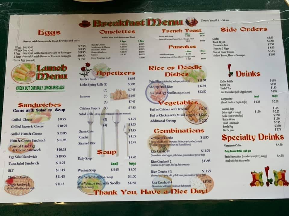 Menu at Linh's Kitchen restaurant, Whitecourt