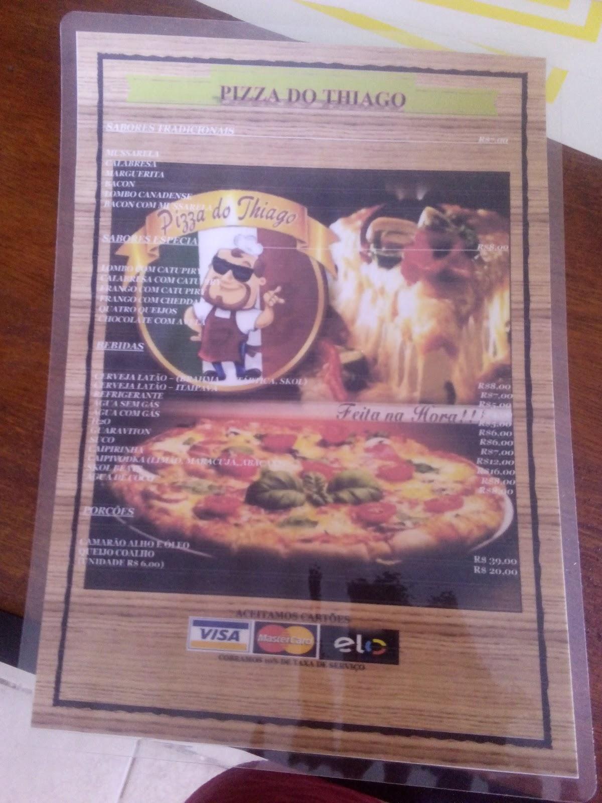Menu at Pizza do Thiago restaurant, Cabo Frio