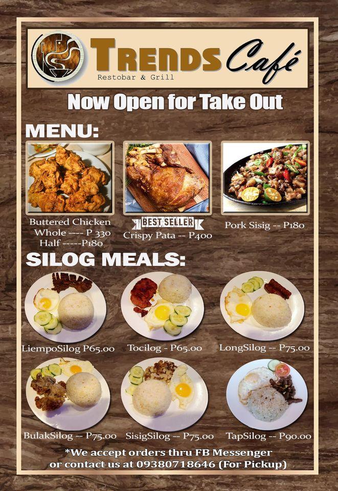 Menu at Trends Cafe Resto Bar & Grill, Legazpi City