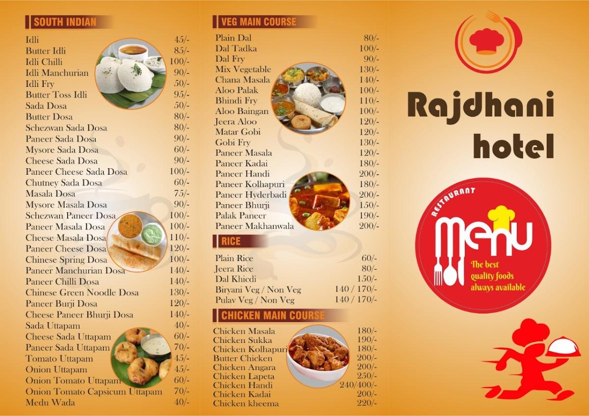 Menu at Unique Rajdhani, Mumbai