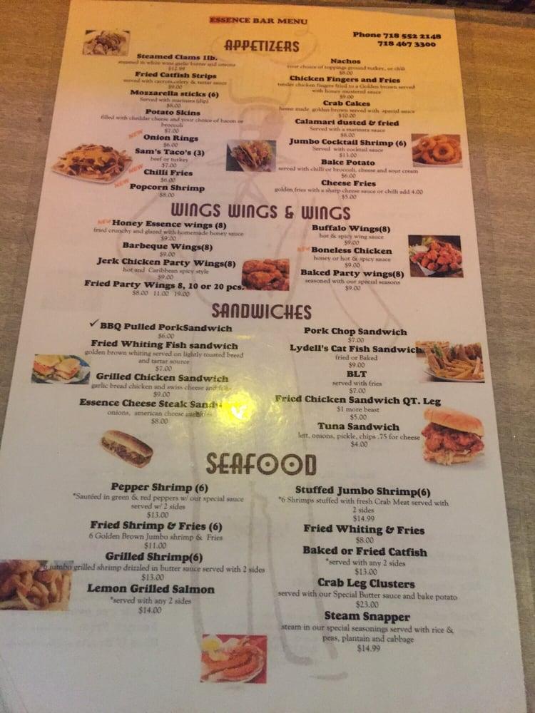 Menu at Essence Bar and Grill, New York City, Atlantic Ave