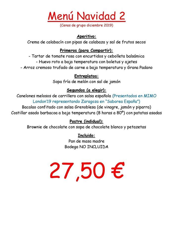 Carta del restaurante Mazmorra by Macera, Zaragoza