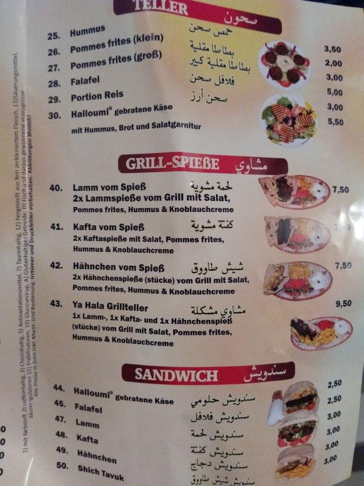 Speisekarte von Ya Hala Chicken fast Food, Berlin, Pankstraße 51