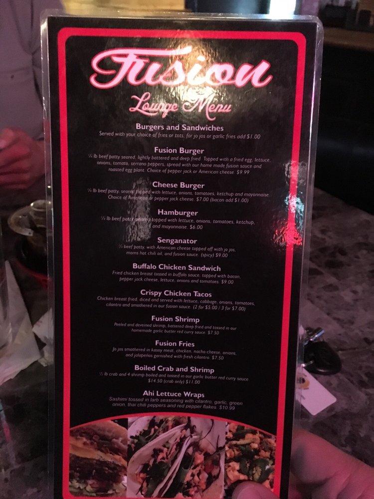 Menu at Fusion Lounge pub & bar, Redding, Placer St