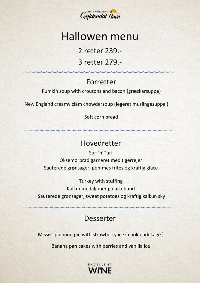Menu at Gyldendal Restaurant og Cafe, Spøttrup