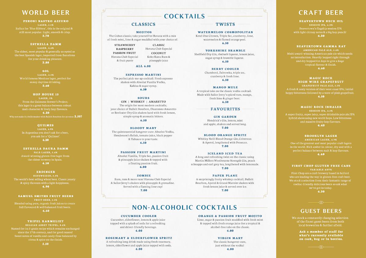 Menu at The Blue Stoops pub & bar, Dronfield