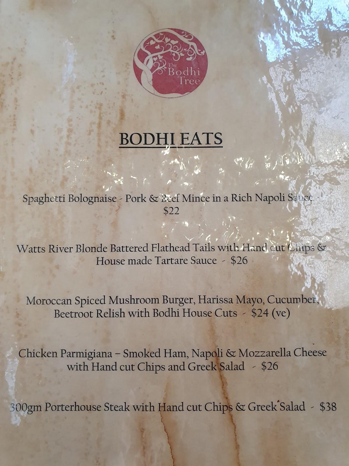 Menu at The Bodhi Tree Restaurant, Healesville