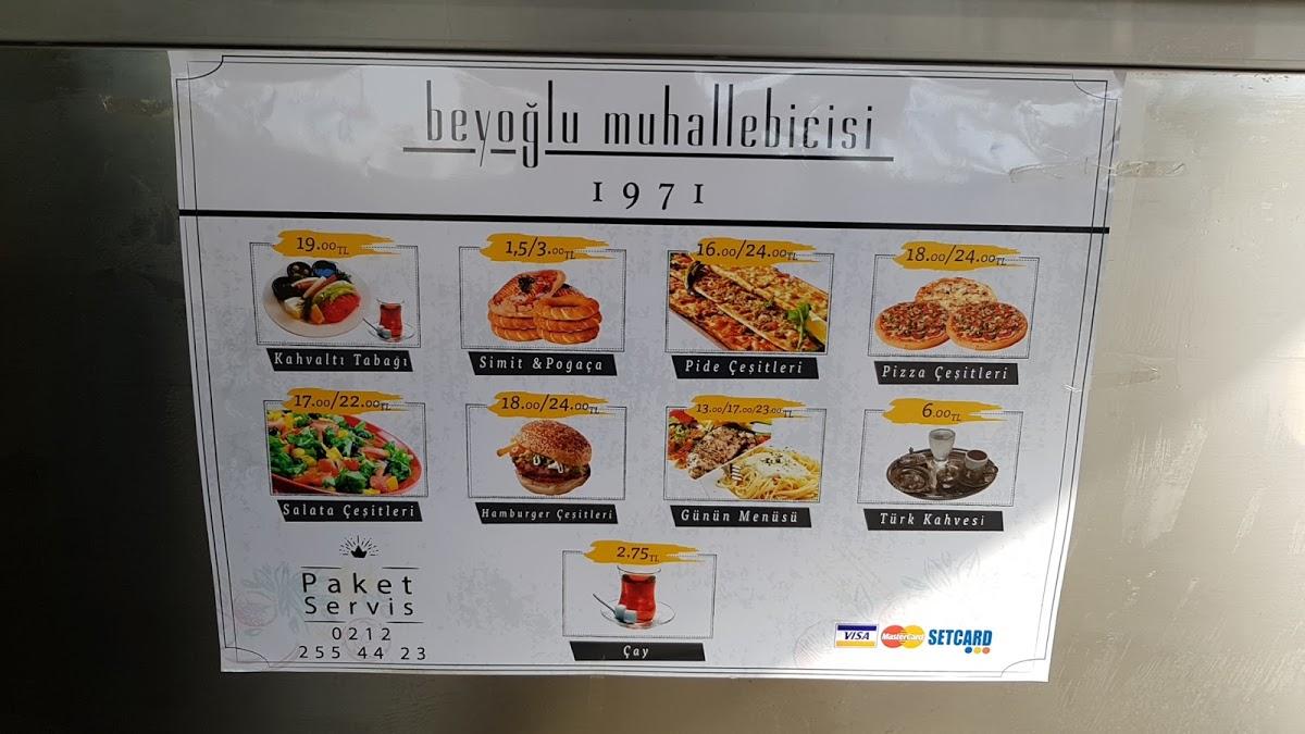 Menu at Beyoglu Muhallebicisi, Istanbul, Refik Saydam Cd. No:41