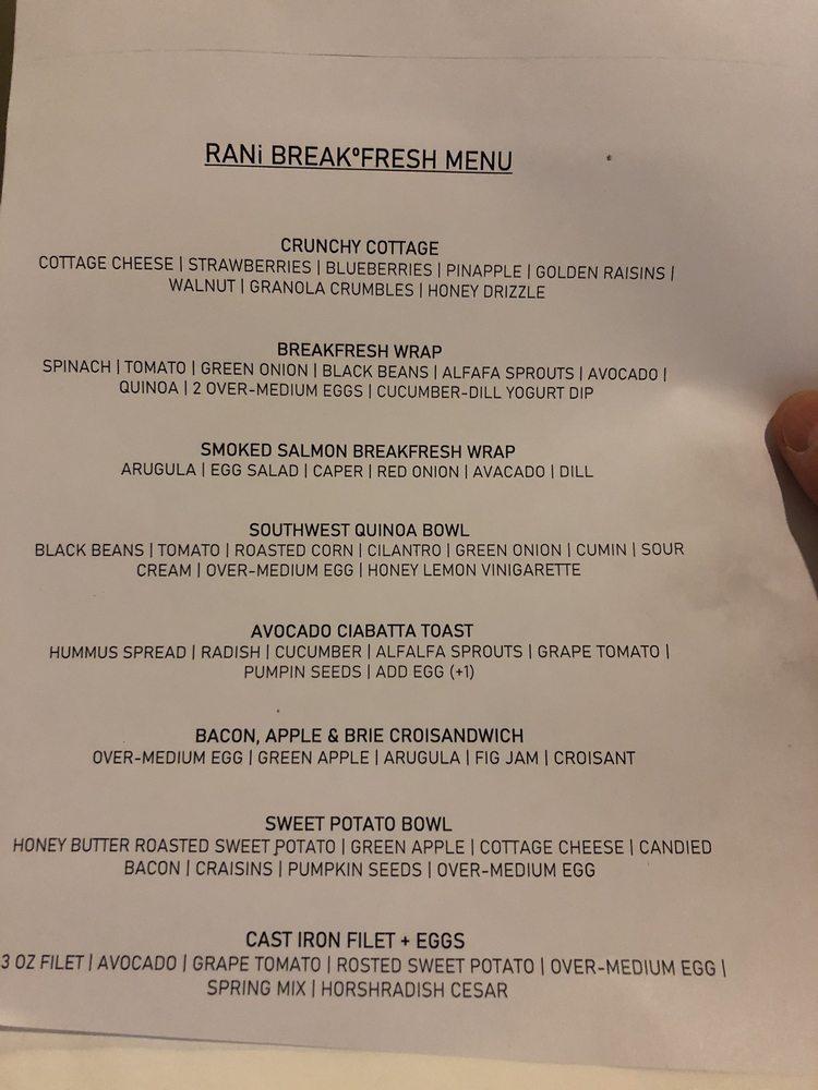 Menu at Coffee Rani restaurant, Mandeville, U.S. Hwy 190