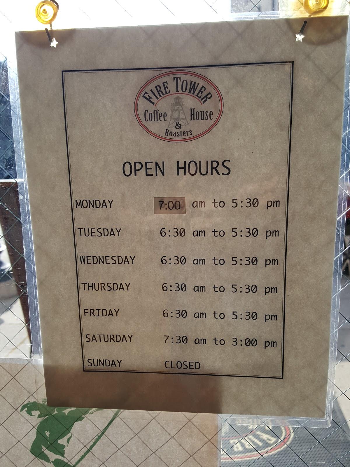 Menu at Firetower Coffee cafe, Helena