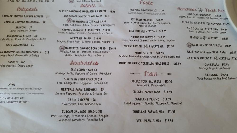 Menu at Mulberry Italian Ristorante pub & bar, Lackawanna