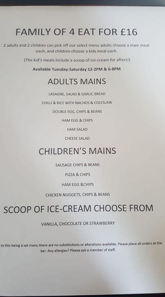 Menu at The Bear pub & bar, Rugby, Bilton Lane
