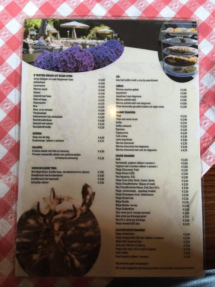 Menu at Meerzicht Farm, Amsterdam