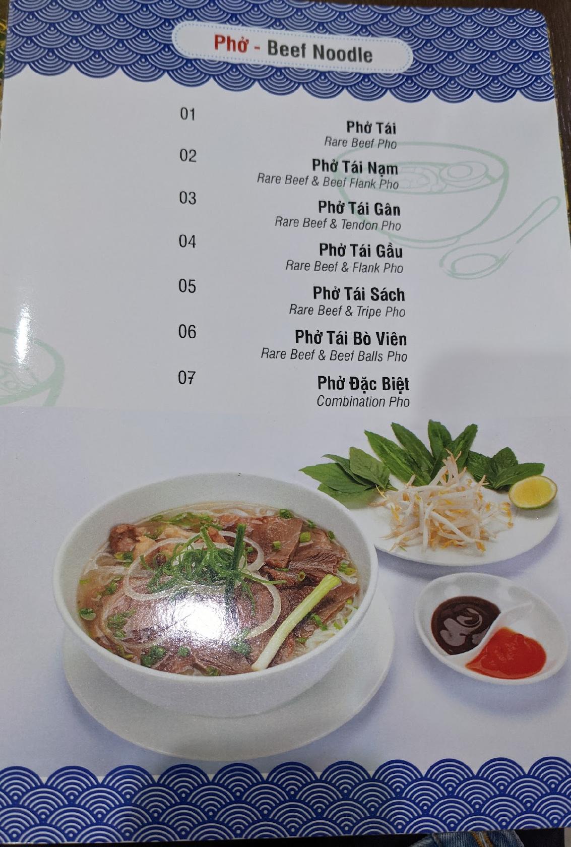 Menu at Phở Chú Hà restaurant, Inala