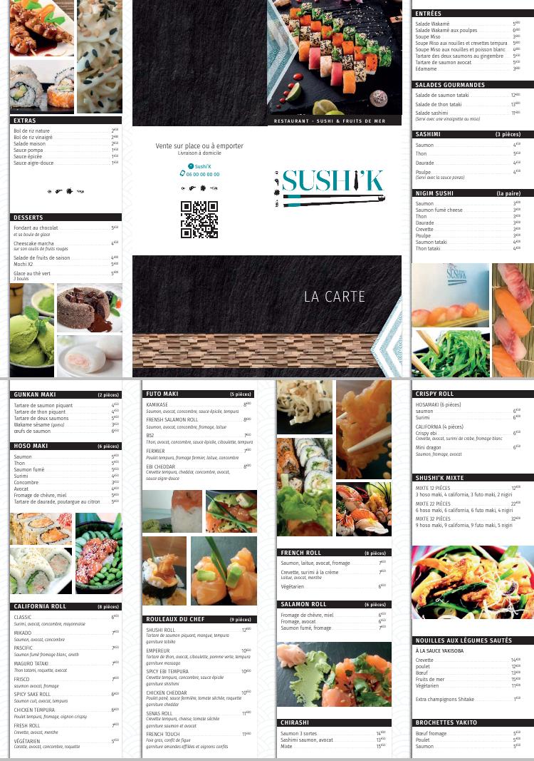 Menu at Sushi'K restaurant, Sénas