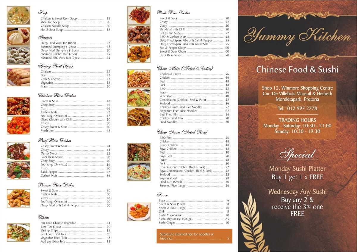 Menu at AA Sushi Chinese Food and Sushi restaurant, Pretoria