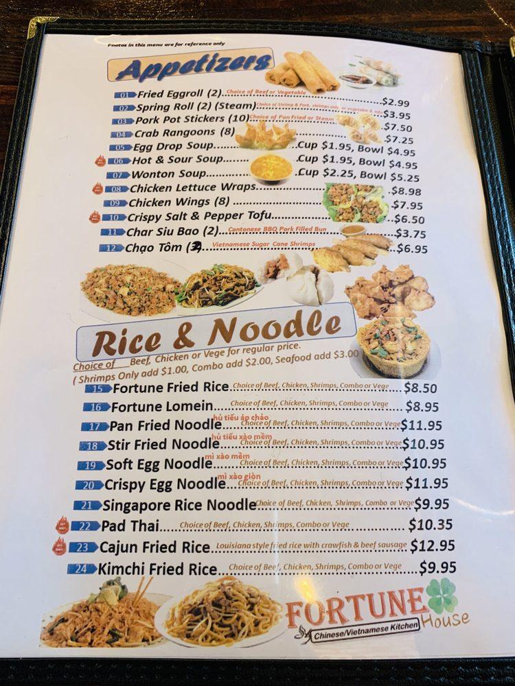 Menu at Fortune House restaurant, Hutto