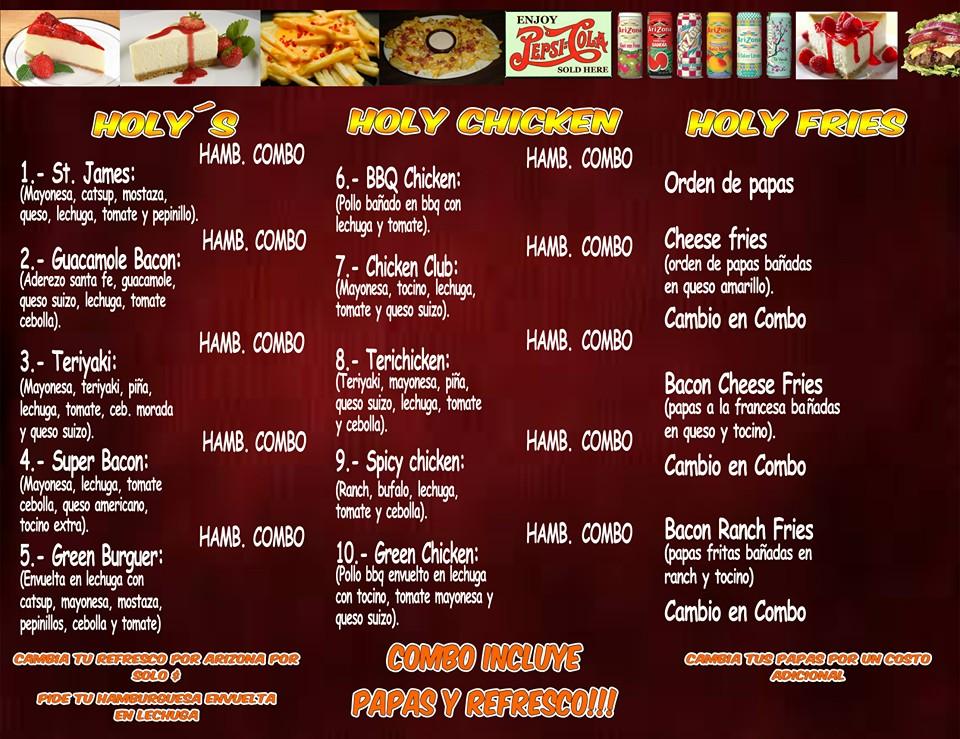 Menu at HOLY Burgers & Fries. restaurant, Delicias