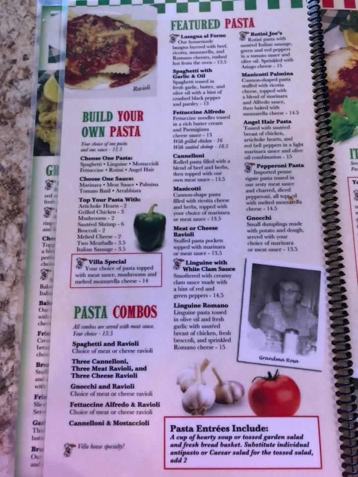 Menu at Villa Restaurant and Pizzeria, Eastpointe