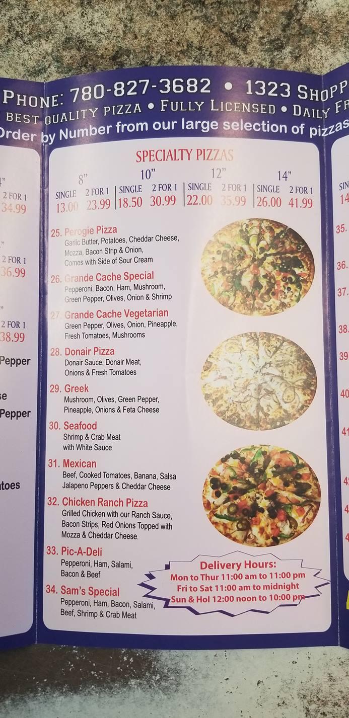 Menu at Grande Cache Pizza Ltd restaurant, Grande Cache