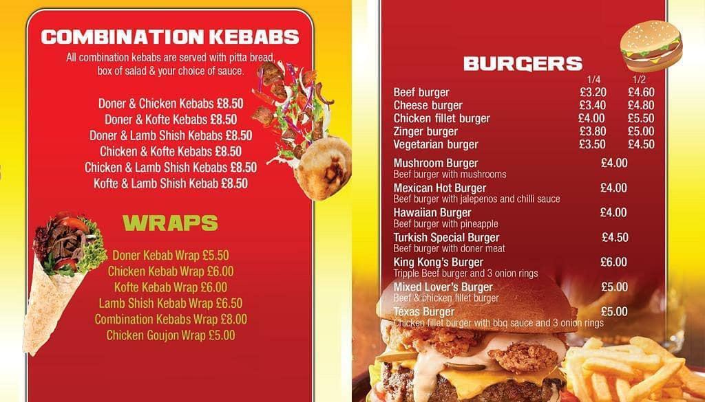 Carta del restaurante Holly Molly Kebab, Holyhead