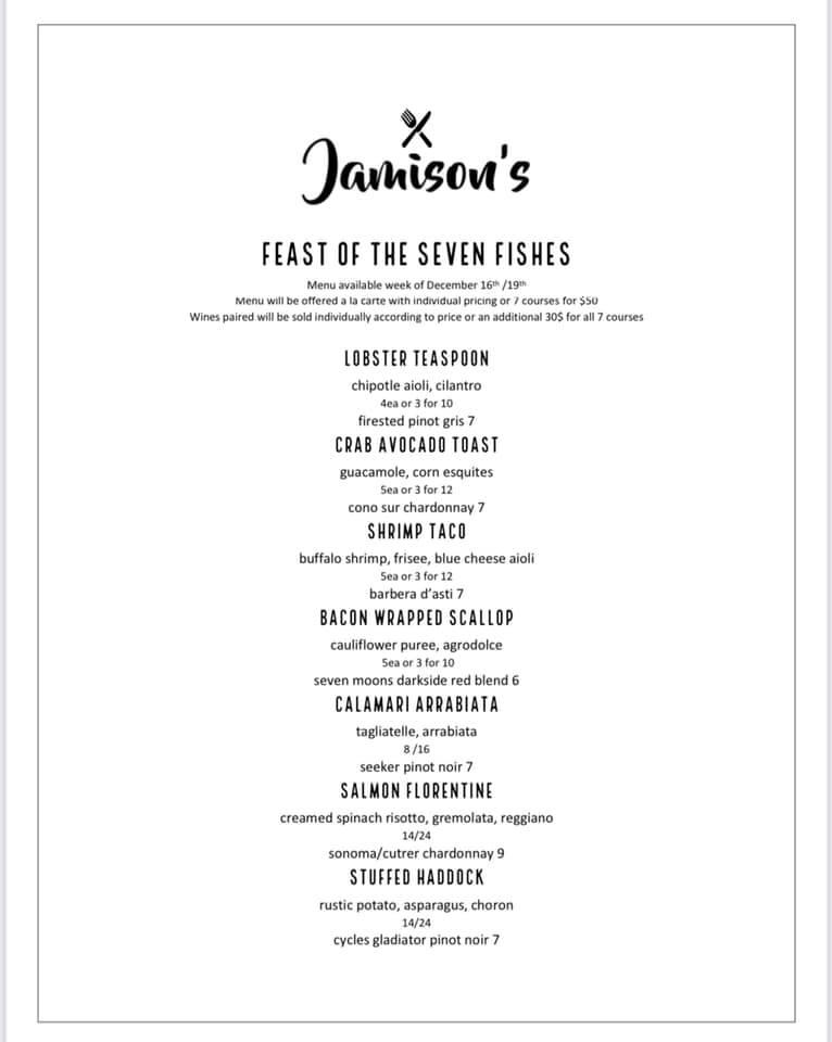 Menu at Jamison’s pub & bar, Hampstead