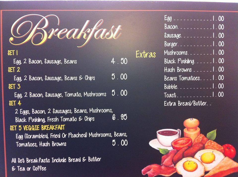 Menu at Morton's Cafe, Luton
