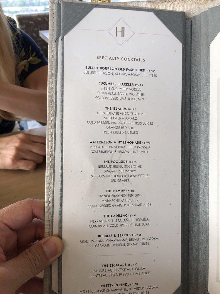Menu at The Highlight Room pub & bar, Los Angeles