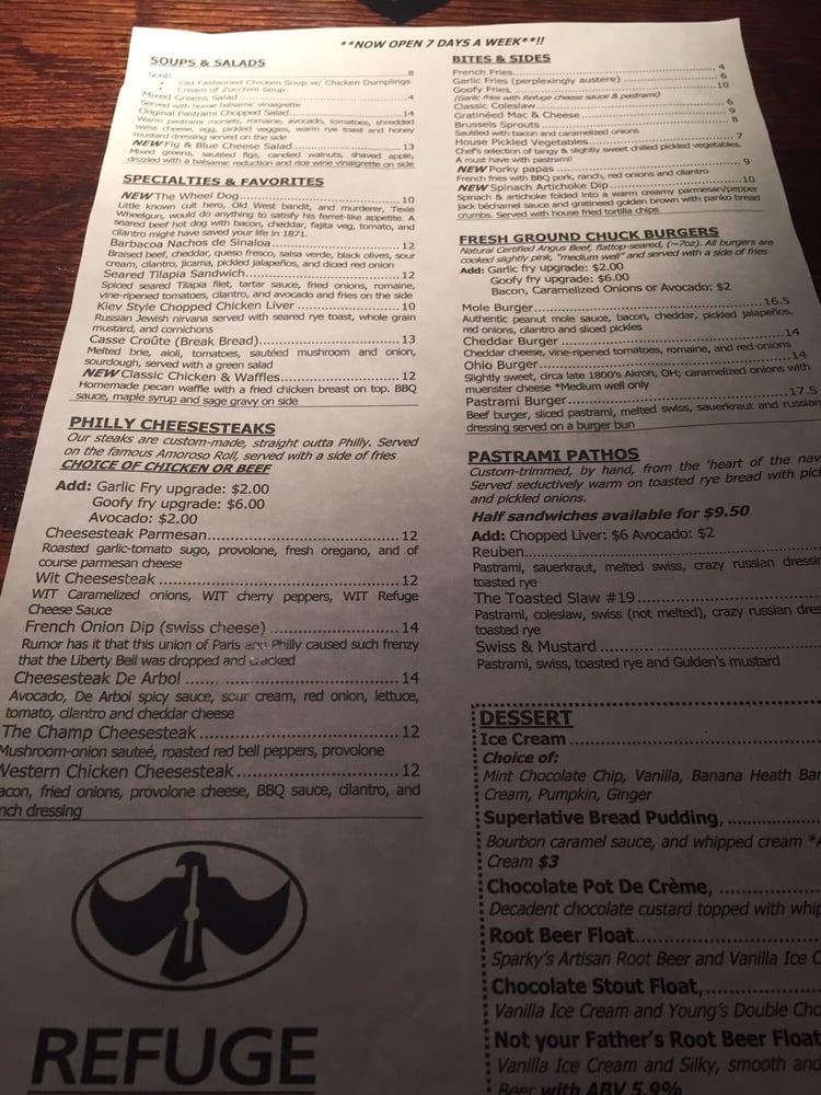 Menu at The Refuge (San Carlos) pub & bar, San Carlos