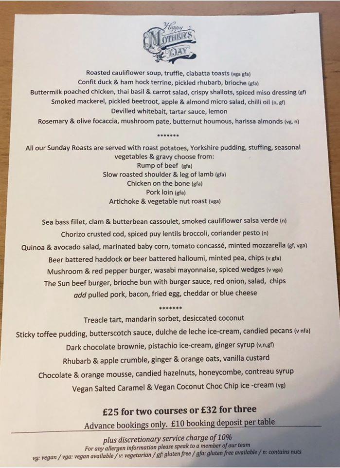 Menu at The Sun pub & bar, Carshalton, 4 North St