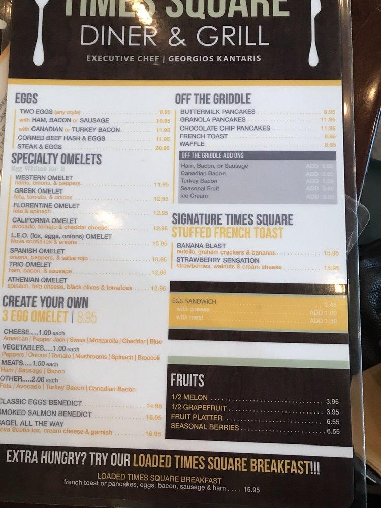 Menu at Times Square Diner & Grill restaurant, West New York