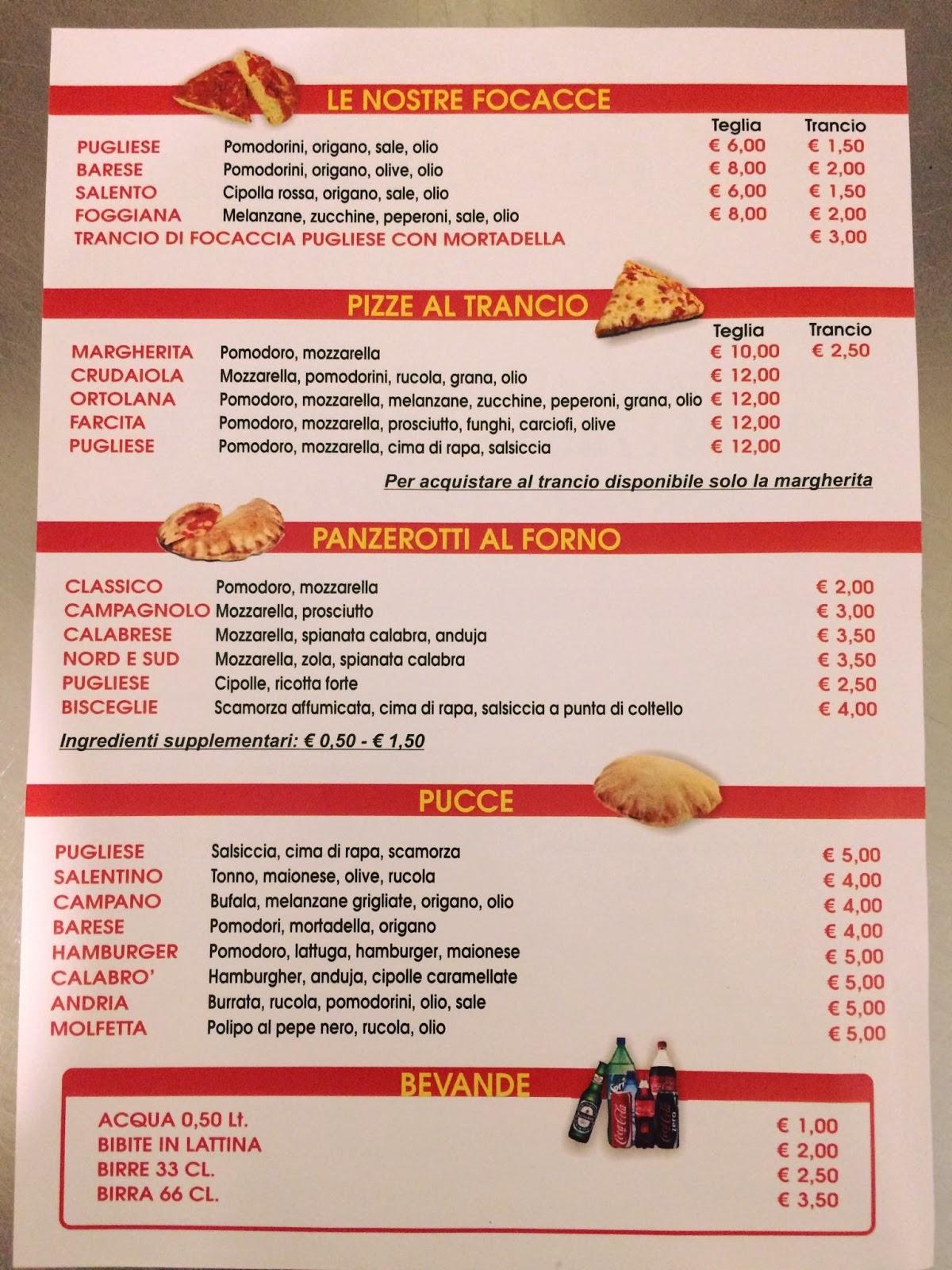 Menu da Focacceria Pugliese ristorante, Cesano Boscone