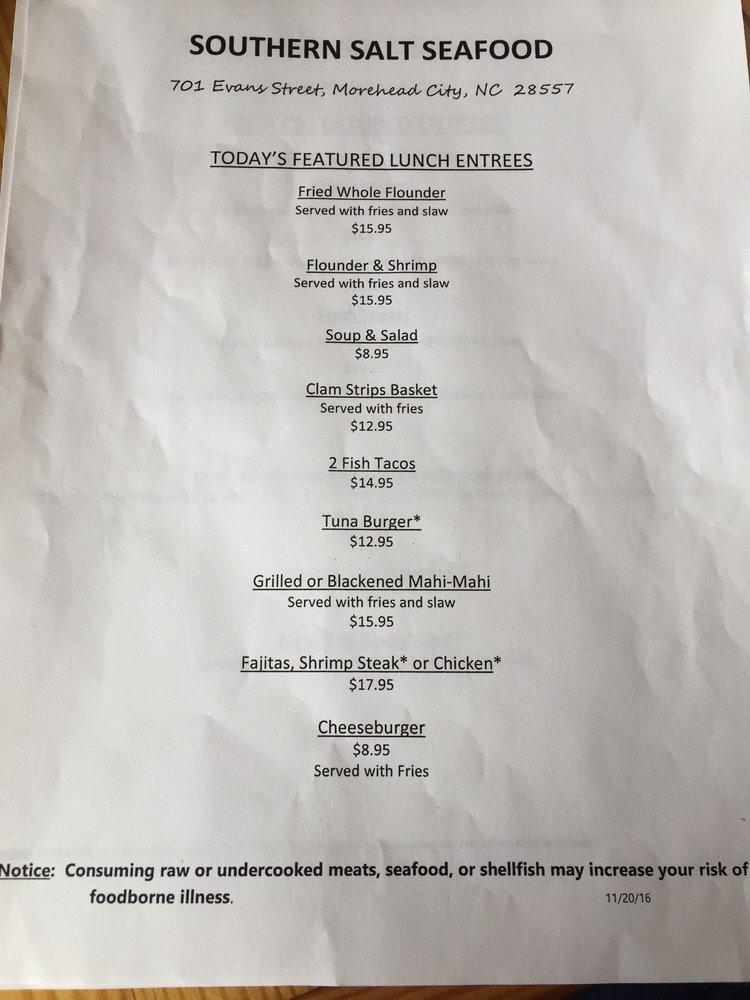 Menu at Southern Salt Seafood Company and Waterfront Restaurant ...