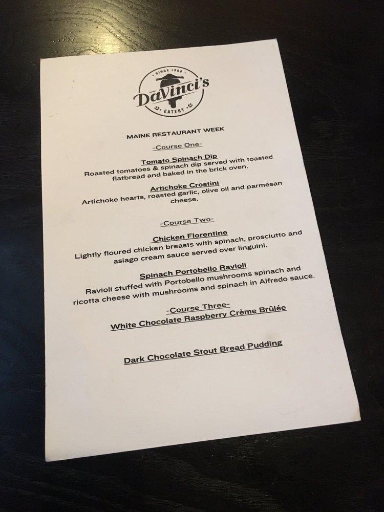 Menu at Davinci's Eatery pub & bar, Lewiston, 150 Mill St