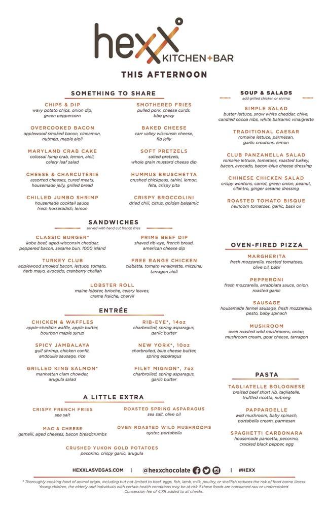 Menu at HEXX kitchen + bar, Las Vegas