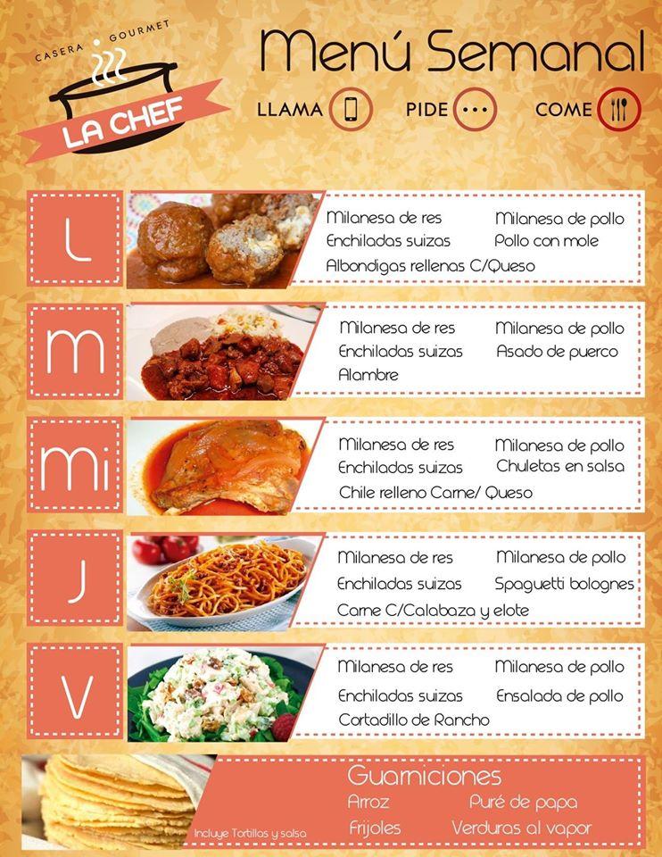 Carta del restaurante La Chef, Monterrey
