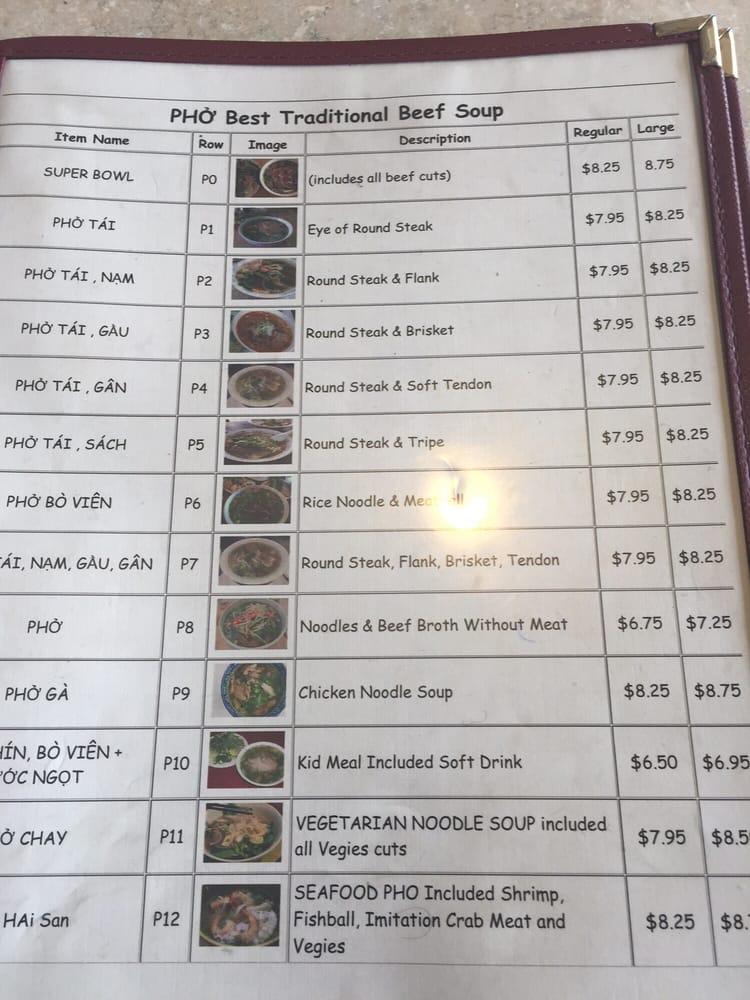 Menu at Pho Hoai Restaurant, Beaverton, 733 SW 185th Ave