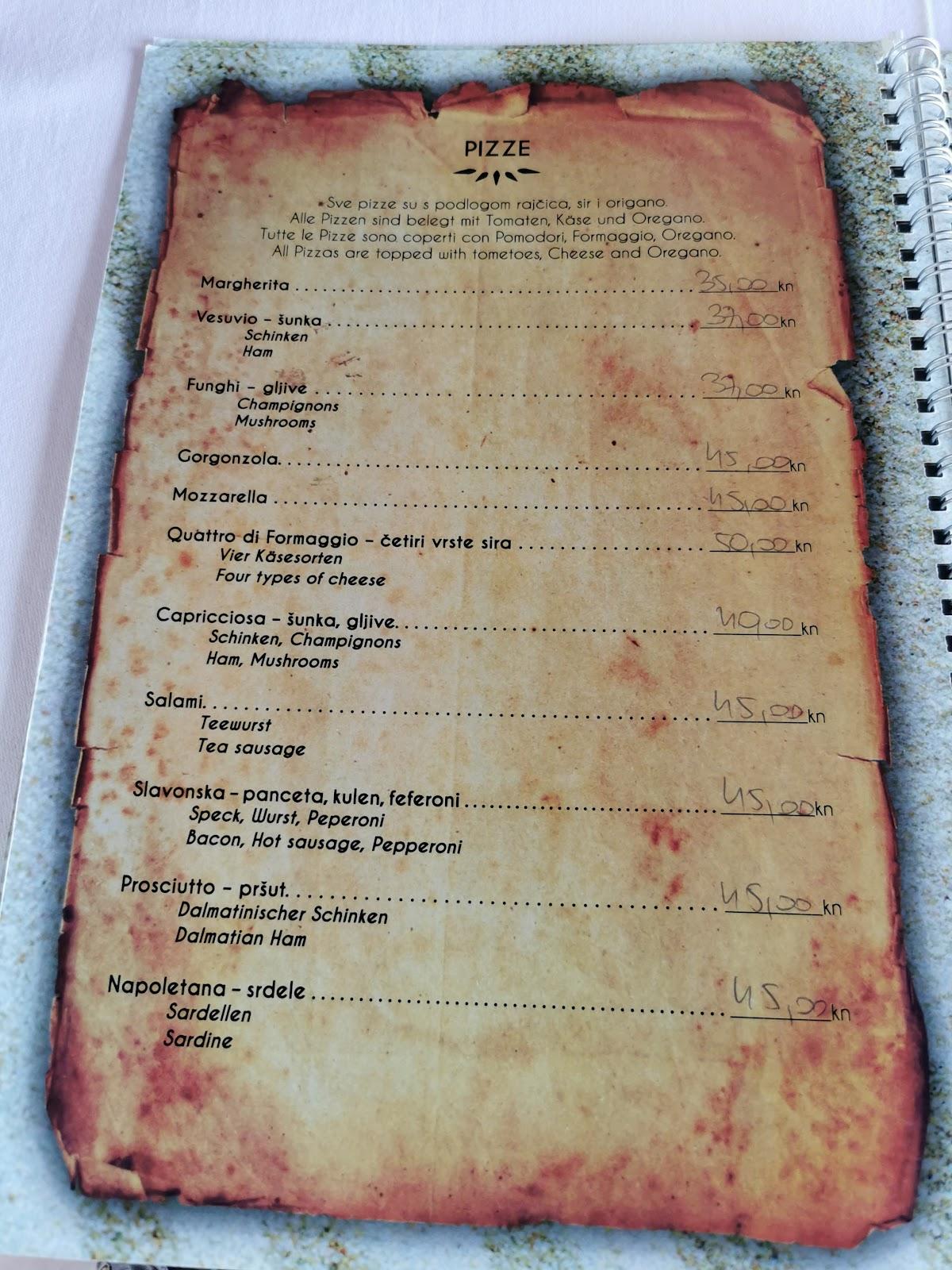 Menu at Restaurant Bonaca, Sukošan