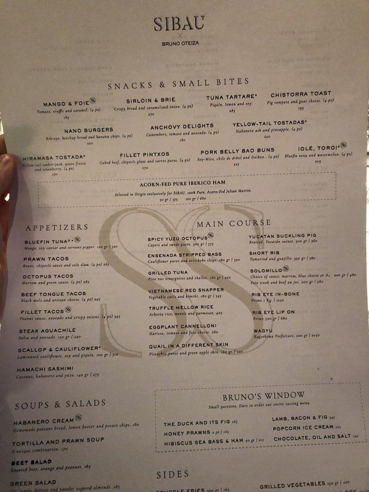 Carta del restaurante SIBAU, San Pedro Garza García