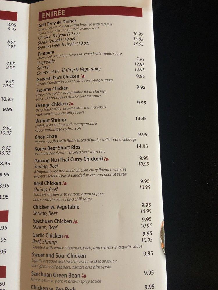 Menu at Sushi Thaime restaurant, Oak Lawn