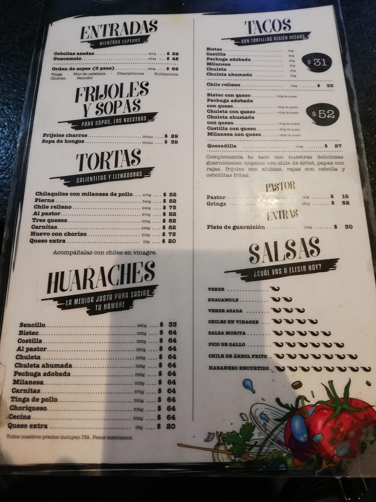 Carta del restaurante Taquería El Caifán Alameda, Ciudad López Mateos