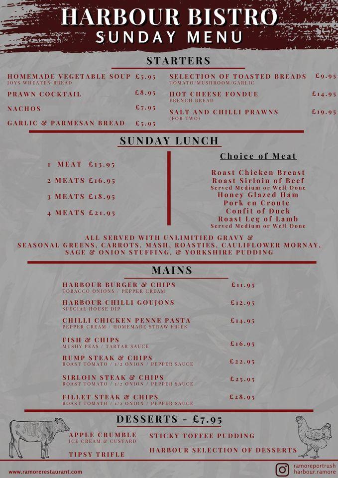 Menu at The Harbour Bar, Portrush